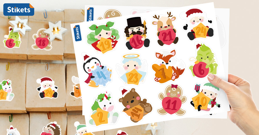 Etiquetas para calendario de adviento con personajes - Stikets